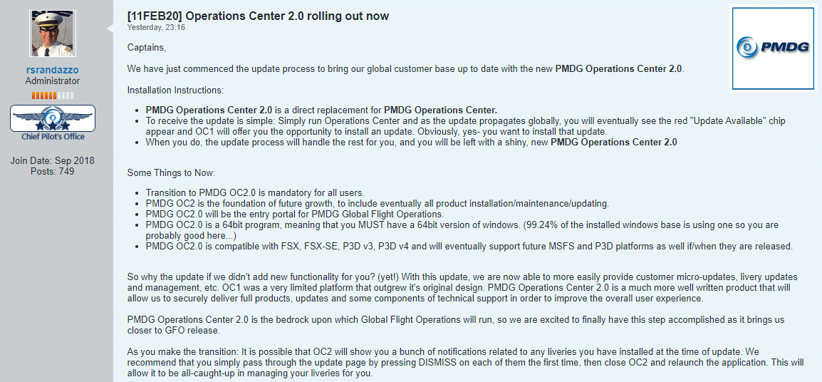 Pmdg Operations Center