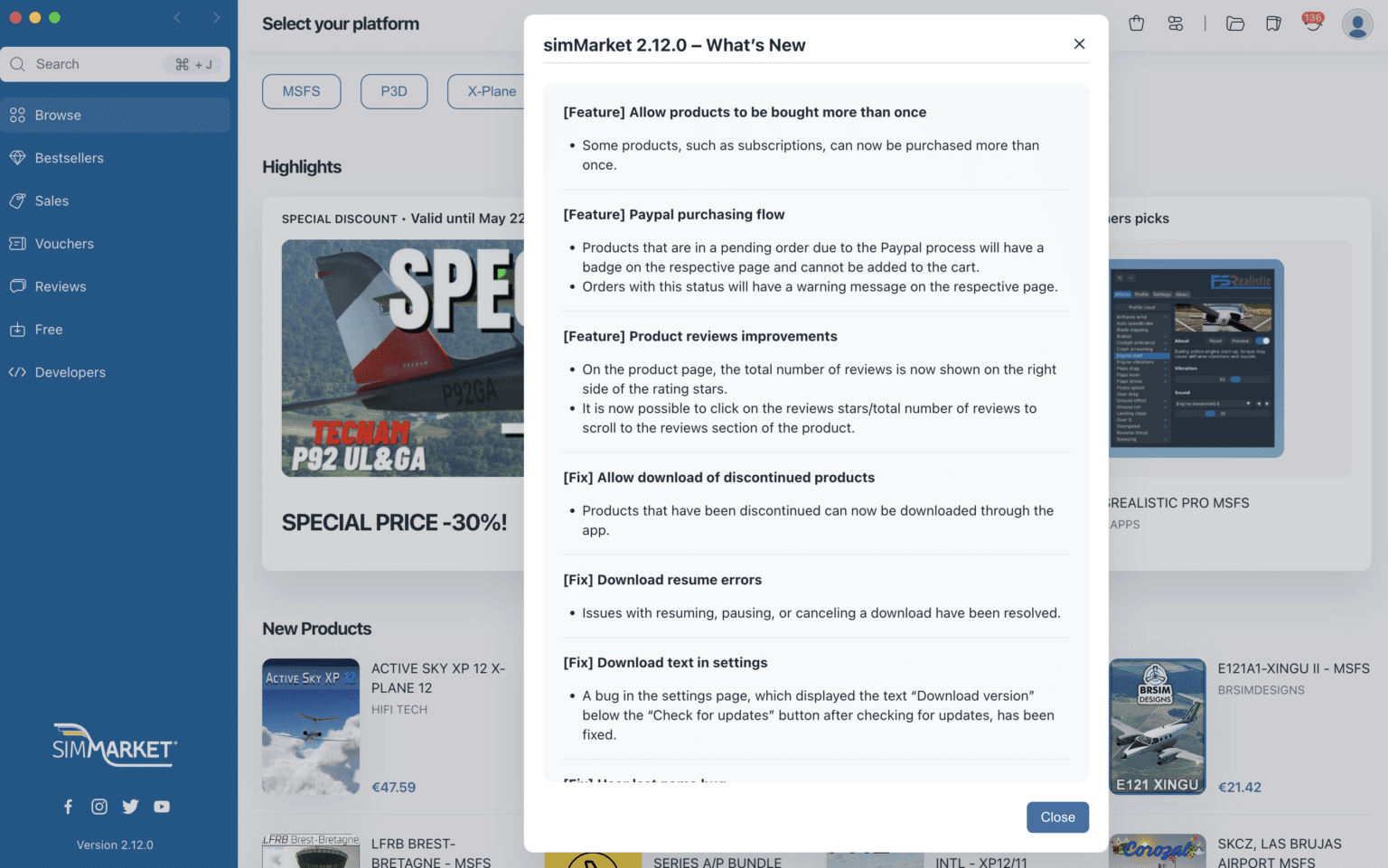 SIMMARKET APP mit neuer Version – simFlight.DE