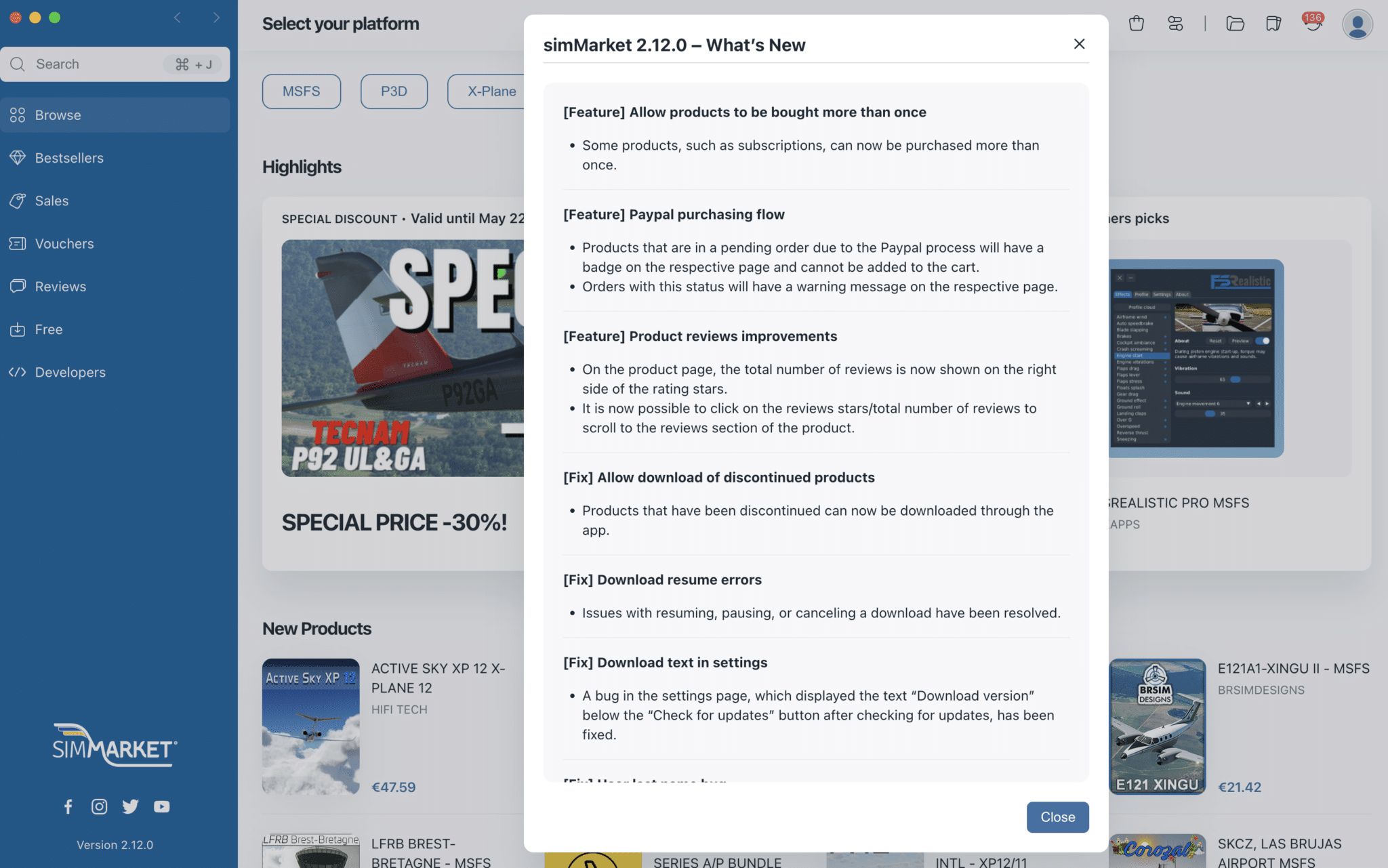SIMMARKET APP mit neuer Version – simFlight.DE