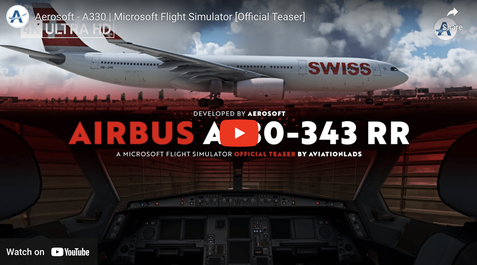 Es gibt einen offiziellen Trailer der Aerosoft A330 – simFlight.DE
