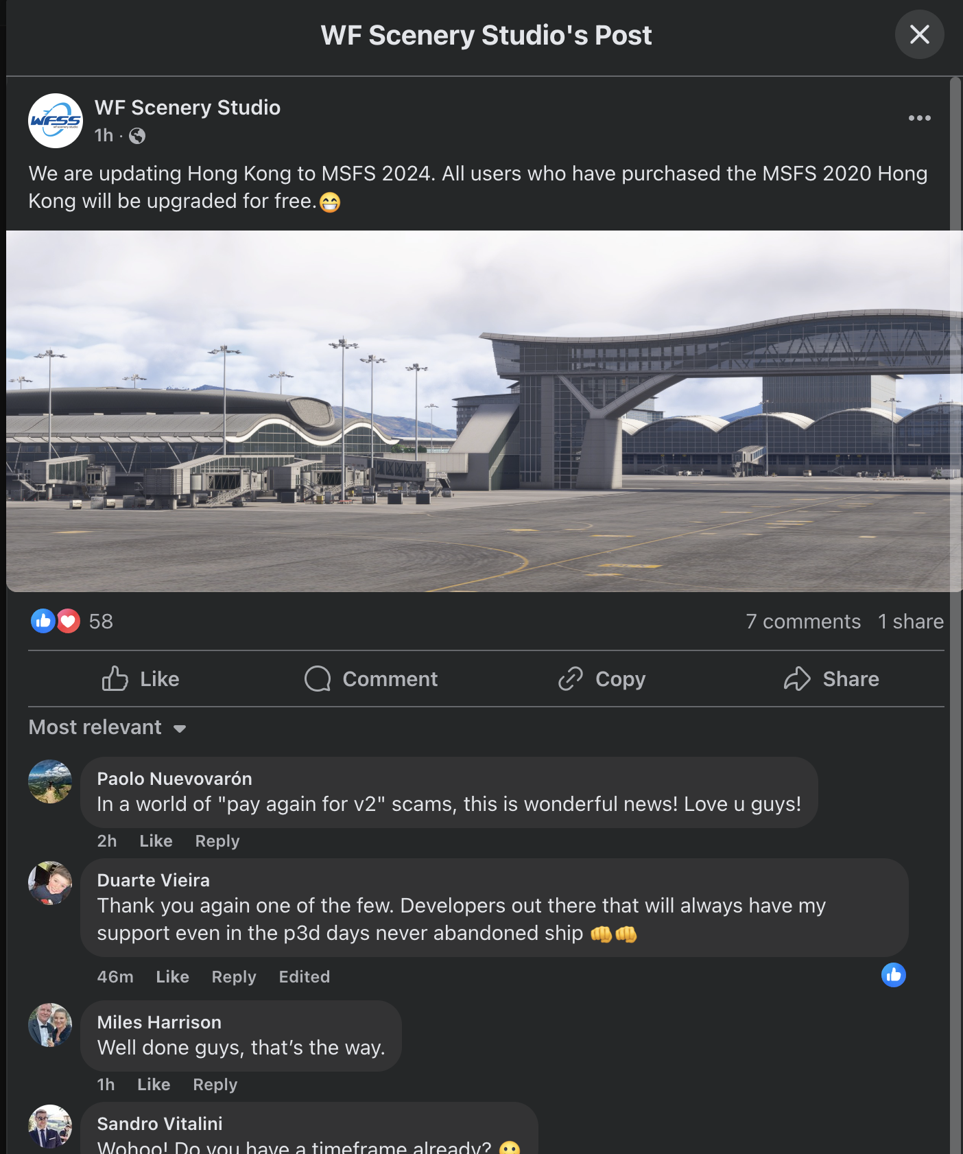 WF Scenery Studio VHHH MSF24 Upgrade wird kostenlos sein – simFlight.DE